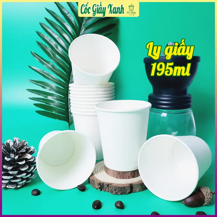 50 LY GIẤY XANH 195ml Size Nhỏ Dùng 1 Lần Uống Nước, Dày Dặn, Cứng Cáp | Lazada.vn