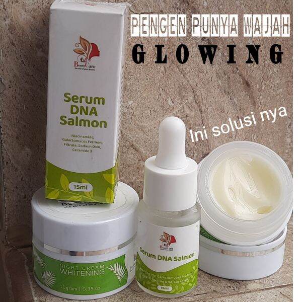 Wajah glowing paket DNA SALMON SERUM+CREAM MALAM POM glowing ce pat | Lazada Indonesia