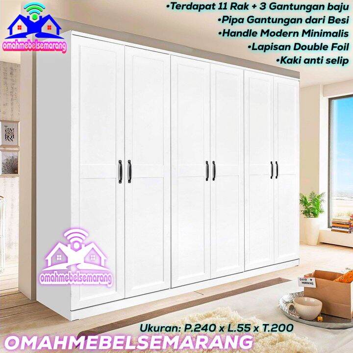 Lemari Pakaian 6 Pintu DAISY-6P Almari Rak Baju Minimalis Modern ...
