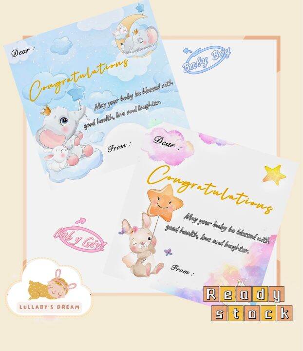 READYSTOCK🇲🇾 Fullmoon Baby Card/Newborn Greetings Card / Wish Card ...