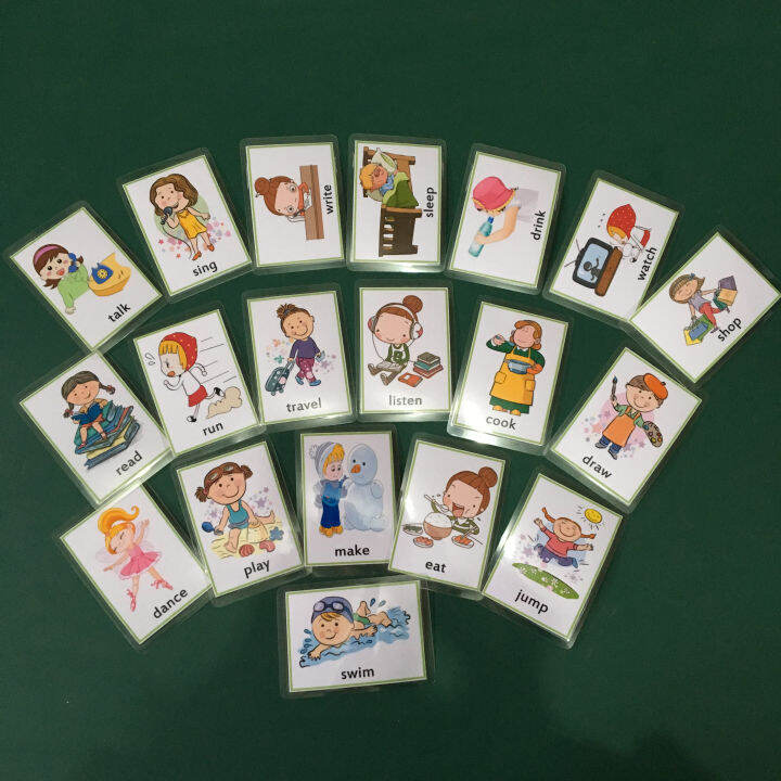 English Verb Card Flash Card Waterproof Anti-Tear Teacher Teaching Aids ...