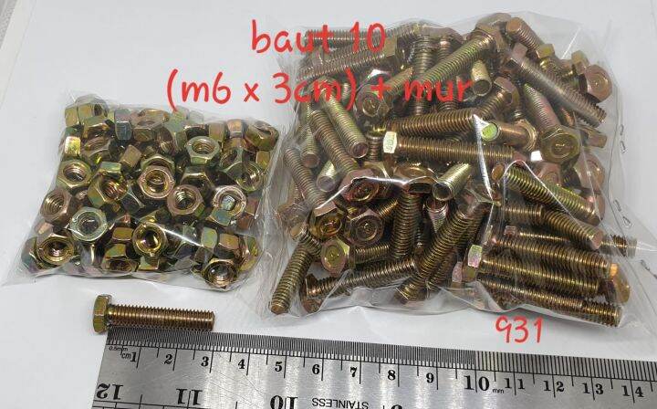(Paket 50 set) Baut 10 + Mur (6mm) x 3 cm | Lazada Indonesia