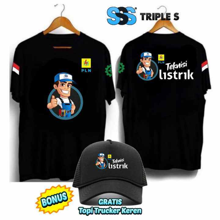 KAOS TEKNISI LISTRIK PLN ELECTRICAL LILIN PINTAR BONUS TOPI SAFETY ...