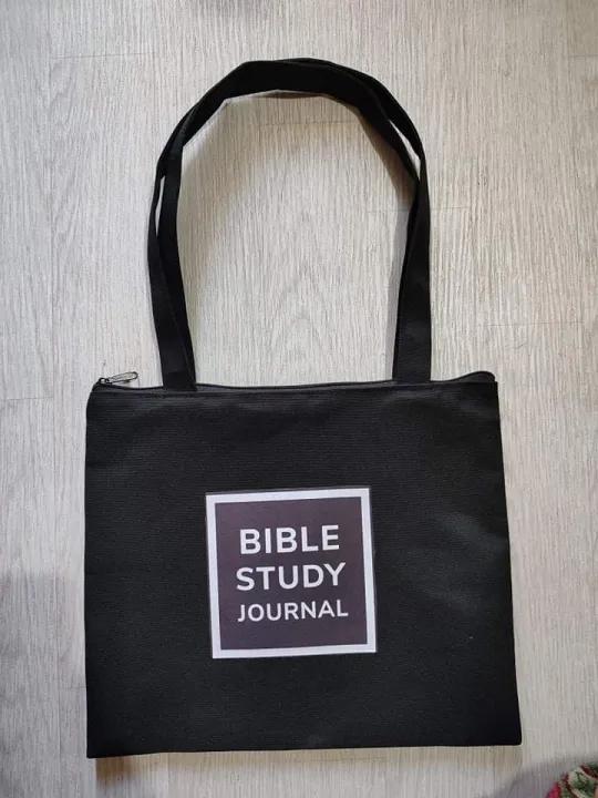 Bible Study Journal Black Tote Bag | 10x12 inches | with Zipper | with ...