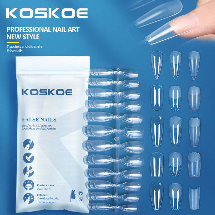 BORN PRETTY KOSKOE 120pcs Press on False Nails Coffin Semi-Frosted Full ...