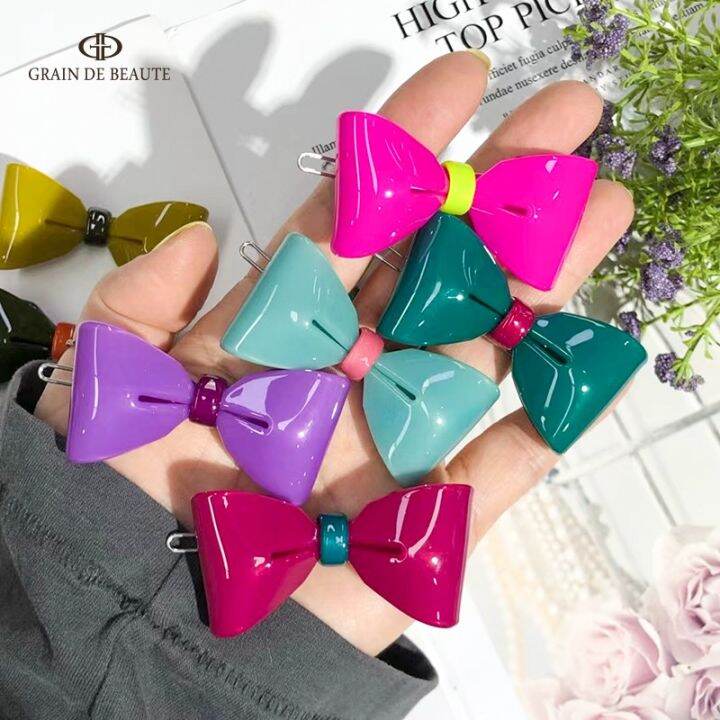 เครื่องประดับผมของแท้นำเข้าจากเกาหลีกิ๊บติดด้านข้างติดโบว์มาการอง GRAIN ...