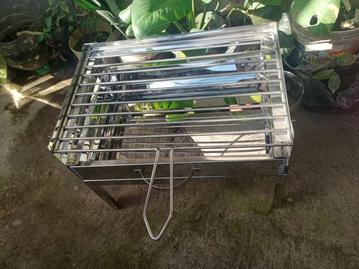 pure stainless grill/ihawan w with tray and small stand | Lazada PH
