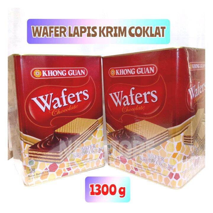 KHONG GUAN WAFER CHOCOLATE / wafer Kaleng kotak Besar 1300 gram ...