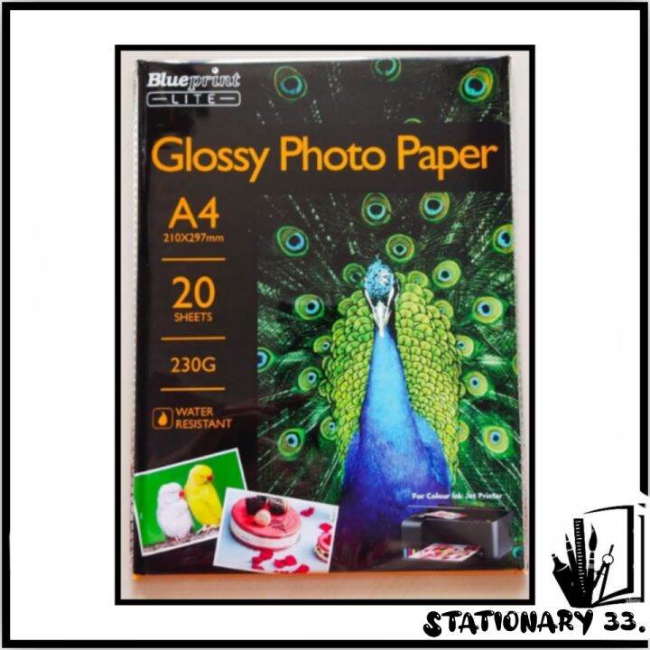Kertas Poto A4 / Glossy Photo Paper 230 Gsm Blue Print 1 Pak isi 20 ...