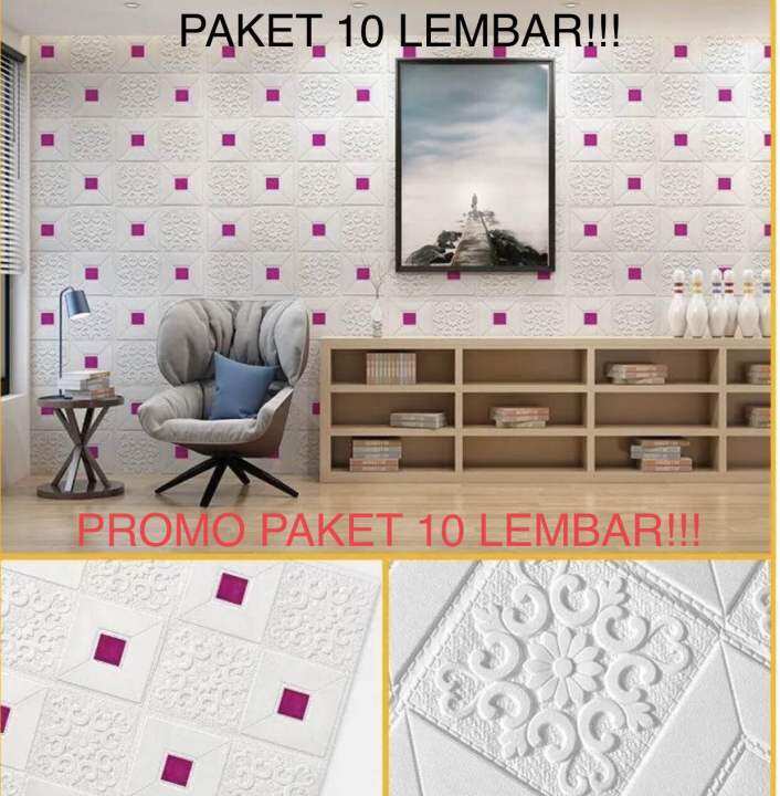 PROMO10 LEMBAR!! Wallpaper Dinding Foam 3D Embosed Model Batik Foam ...