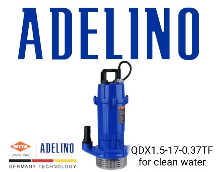 ADELINO 1/2HP SUBMERSIBLE PUMP for CLEAN WATER QDX1.5-17-0.37TF | Lazada PH