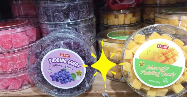 COCO MANGO PUDDING CANDY || GRAPES AND STRAWBERRY FLAVORS ARE ALSO ...