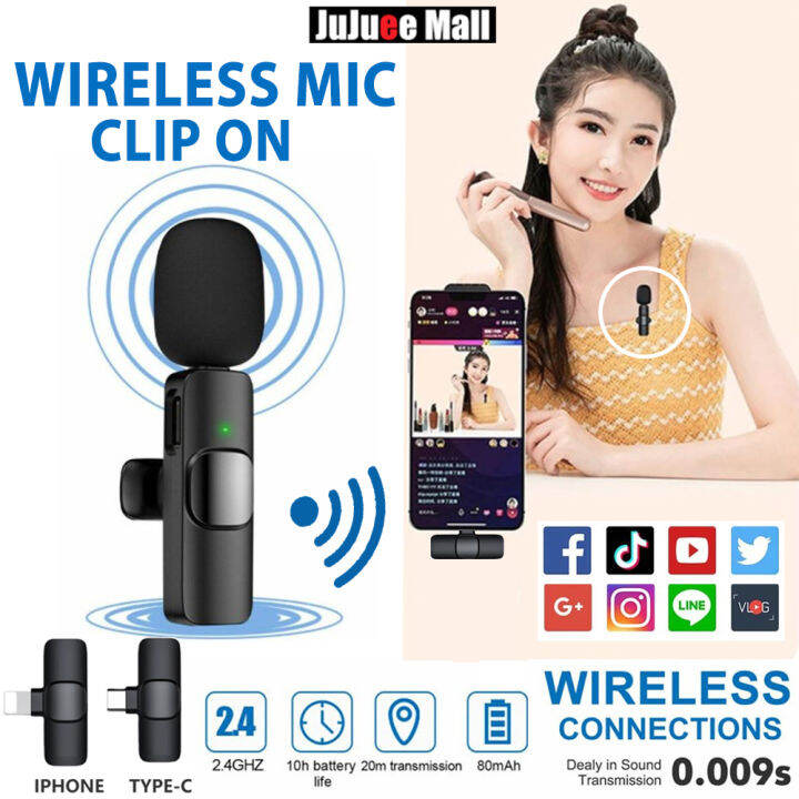 Mic Clip On Wireless Microphone Lapel Microphone Lavalier Mini ...