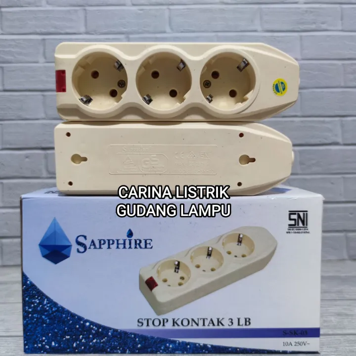 SAPPHIRE TERMINAL STOP KONTAK 3 LUBANG LAMPU SNI BAGUS KUNINGAN S-SK-03 | Lazada Indonesia