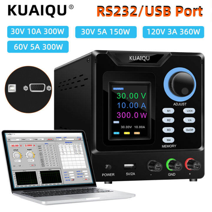 30V 10A Lab Programmable DC Power Supply with RS-232/USB Laboratory Adjustable 60V 5A 120V 3A ...