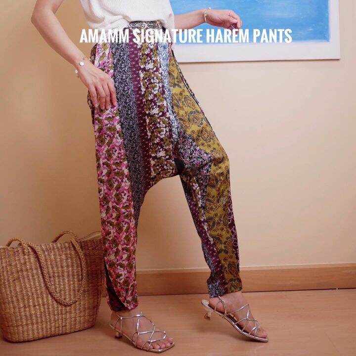 AMAMM HAREM PANTS- Silk Satin กางเกงทรงเป้าถ่วง กางเกงขายาว กางเกงเป้า ...