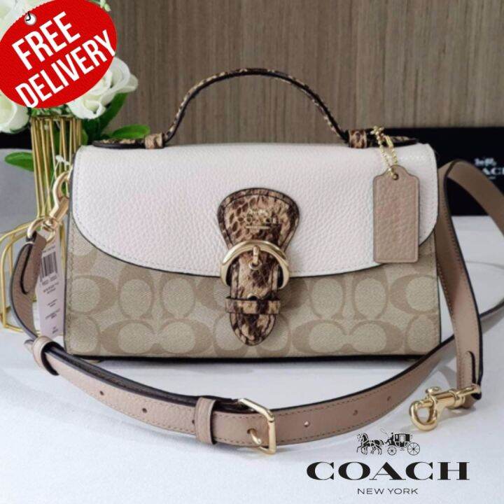 กระเป๋าถือ กระเป๋าสะพาย COACH Kleo Top Handle In Blocked Signature Canvas (COACH #CA427 ...