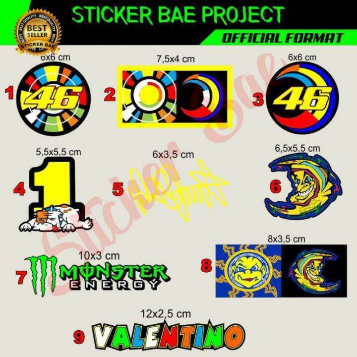 Stiker valentino rossi vr 46 stiker motor dan helm banyak variasi ...
