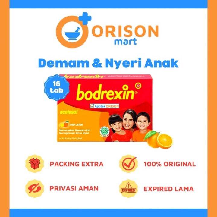 BODREXIN TABLET KUNYAH DEMAM / NYERI ANAK RASA JERUK | Lazada Indonesia