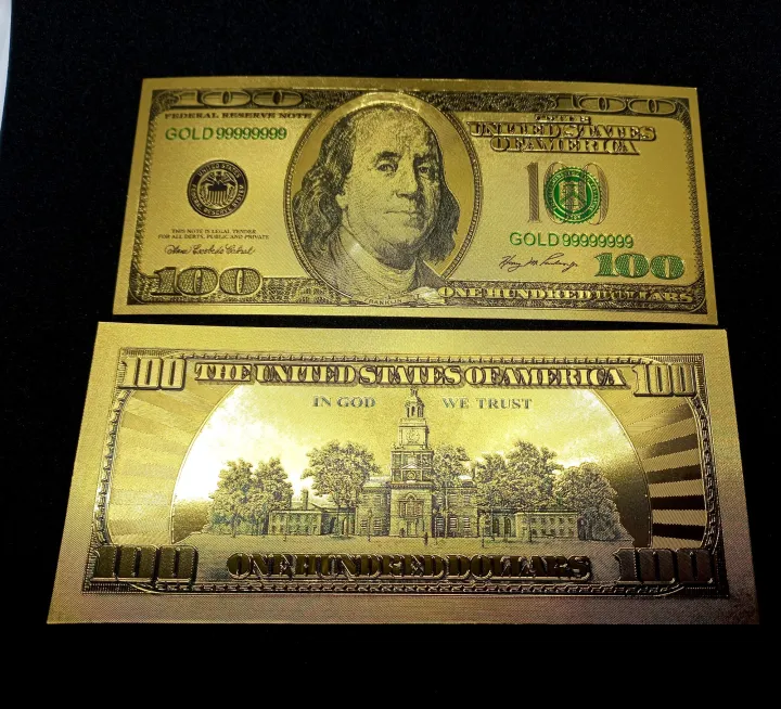 24K Gold Plated Lucky Bank Note Charm Auspicious Money Per piece ...