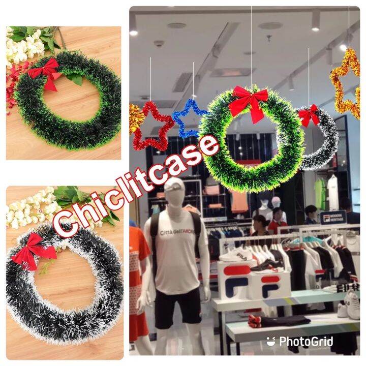 Krans natal daun hijau slinger lingkar advent/dekorasi natal pintu ...