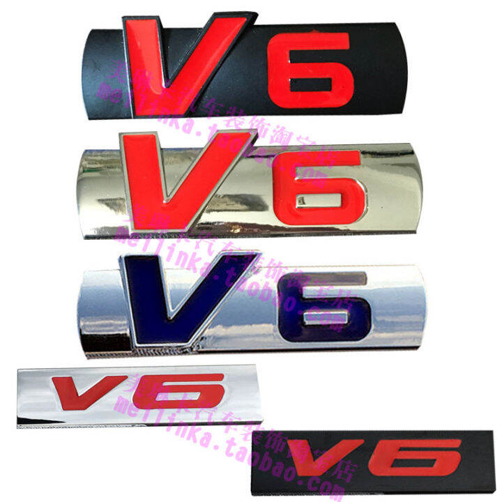 Car Metal Modification V6 Logo Car Stickers Turbocharger Labeling Large ...