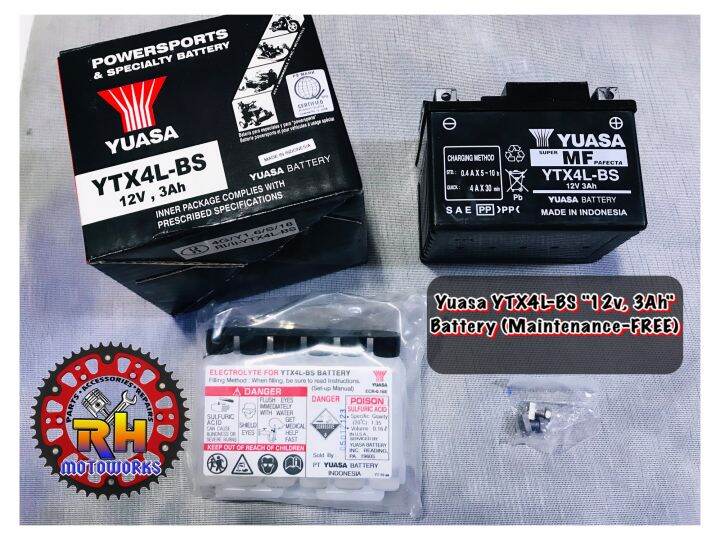 YUASA (4L) YTX4L-BS Battery 12v, 3Ah | Lazada PH
