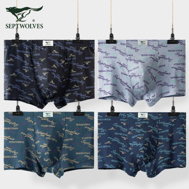Septwolves กางเกงในผู้ชายกางเกงบ็อกเซอร์ผ้าวิสคอสโมดอลแบบบางสำหรับฤดู ...