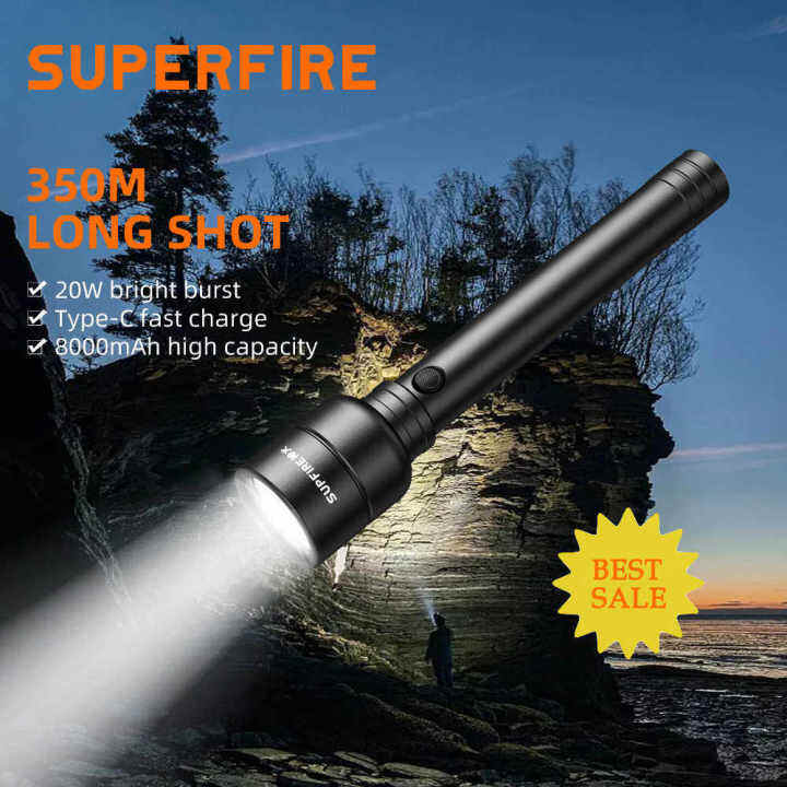 SUPERFIRE Y16 High Power Flashlight 1700LM Strong Light Long Shots Type ...