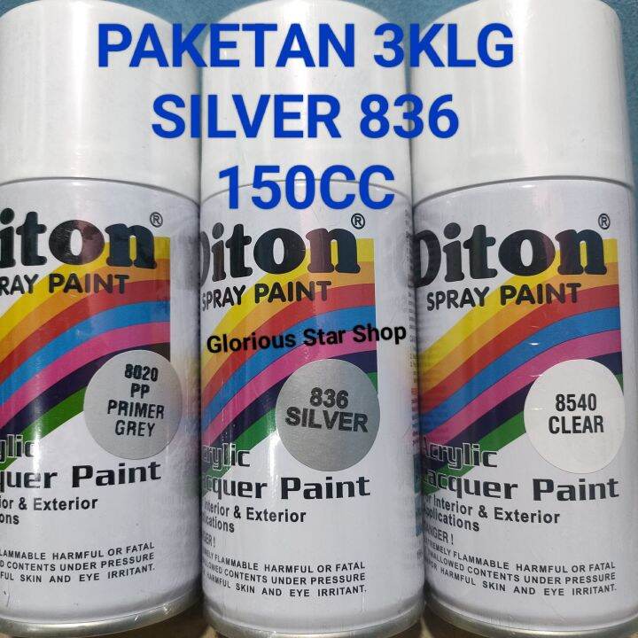 Diton Paket 3 Kaleng 150cc Pilok Cat Semprot Paketan Silver 836 Primer ...