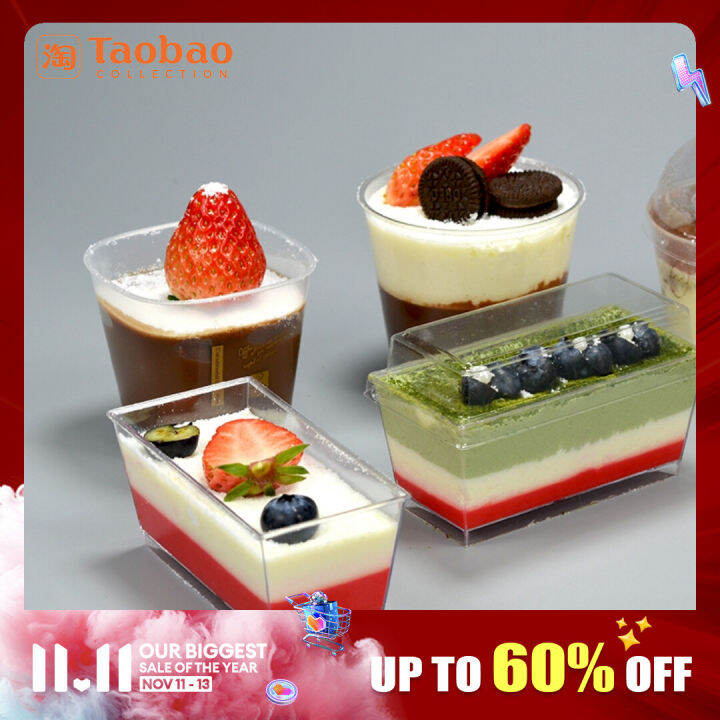 Disposable Pudding Cup Lid with Spoon Jelly Cup Plastic Yogurt Cup ...