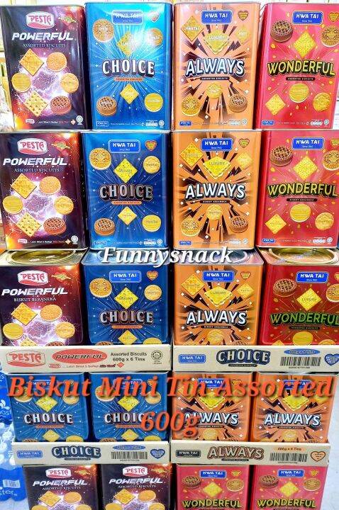 600g Hwa Tai Pesta Assorted Individual Pack Biscuit Biskut Mini Tin ...