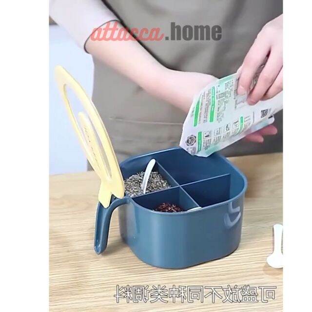 Tempat Bumbu 4 Sekat Toples Bumbu Dapur Wadah Aesthetic Set 4 in 1 Rak ...