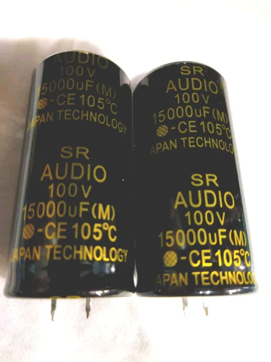 2x kapasitor elco 15.000/100v SR Audio hitam original Made in japan ...