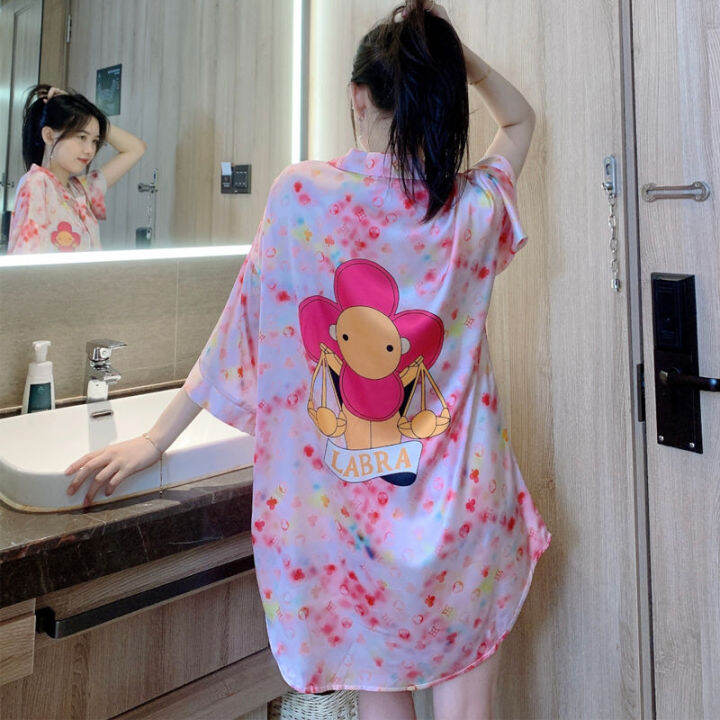 ELF TRIBE ชุดราตรีชุดราตรีผ้าไหมน้ำแข็งแขนสั้นสำหรับผู้หญิงเสื้อนอกขนาด ...