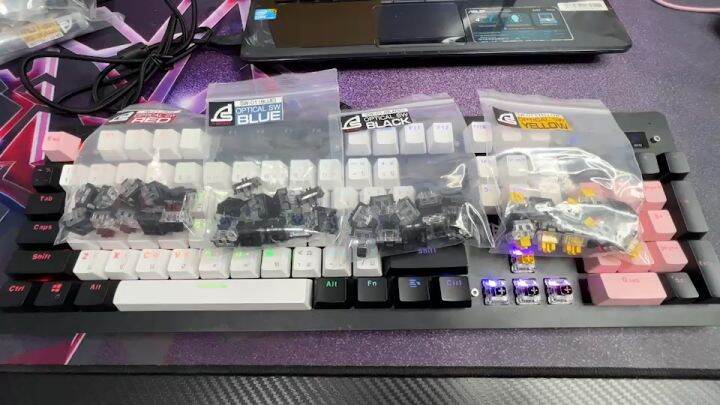 ปุ่มสวิตซ์ SIGNO SW-01 BLUE/RED/BLACK/YELLOW OPTICAL SWITCH 10ชิ้น ...