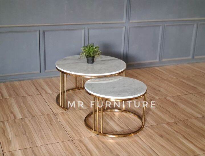 Table Marmer Kaki Stainless Gold Nesting | Lazada Indonesia