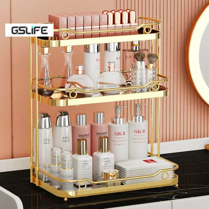 GSlife🔥🔥 Countertop Metal Organizer Shelf Cosmetics Storage Rack Makeup ...