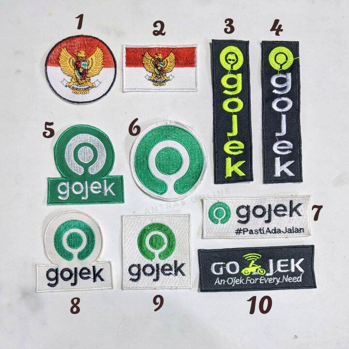 emblem patch bordir gojek ojol bendera merah putih ojek online stiker ...