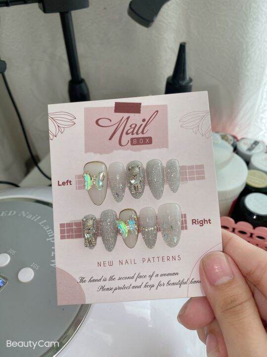 Nailbox thiết kế theo yêu cầu-mẫu nail nhũ flash đính charm siêu sang ...