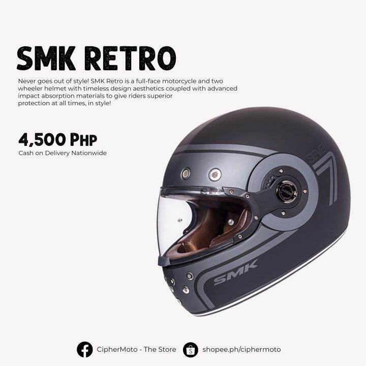 SMK EL DORADO MATTE 7 - CLASSIC/VINTAGE HELMET | Lazada PH
