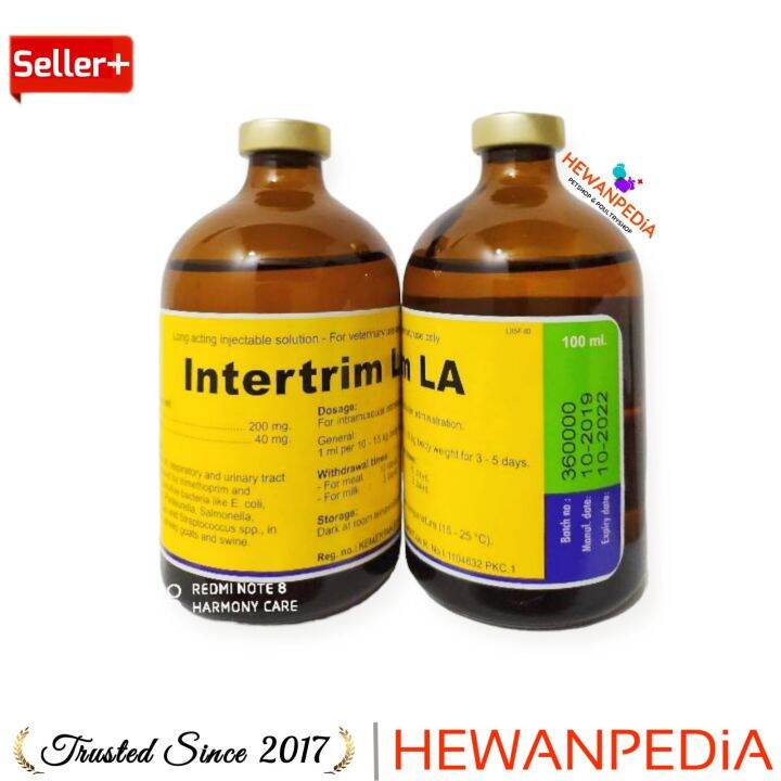 INTERTRIM LA 100 ml HEWANPEDIA- Antibiotik Hewan Spektrum Luas Sulfa ...