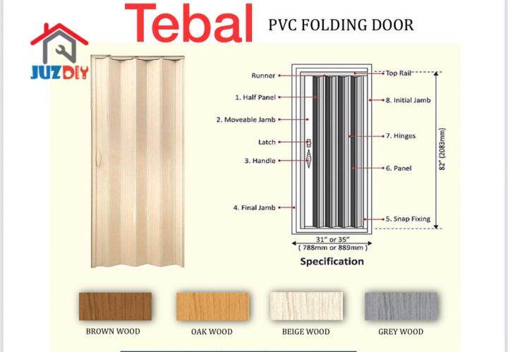 PVC Folding Door Toilet TEBAL# Pintu Lipat Tebal # Room Divider | Lazada