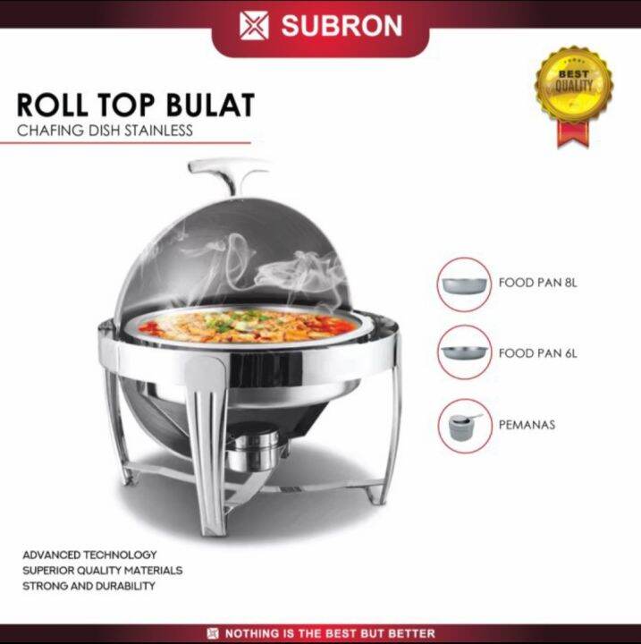 Roll Top Round Chafing Dish Stainless Steel SUBRON Premium Quality | Lazada Indonesia