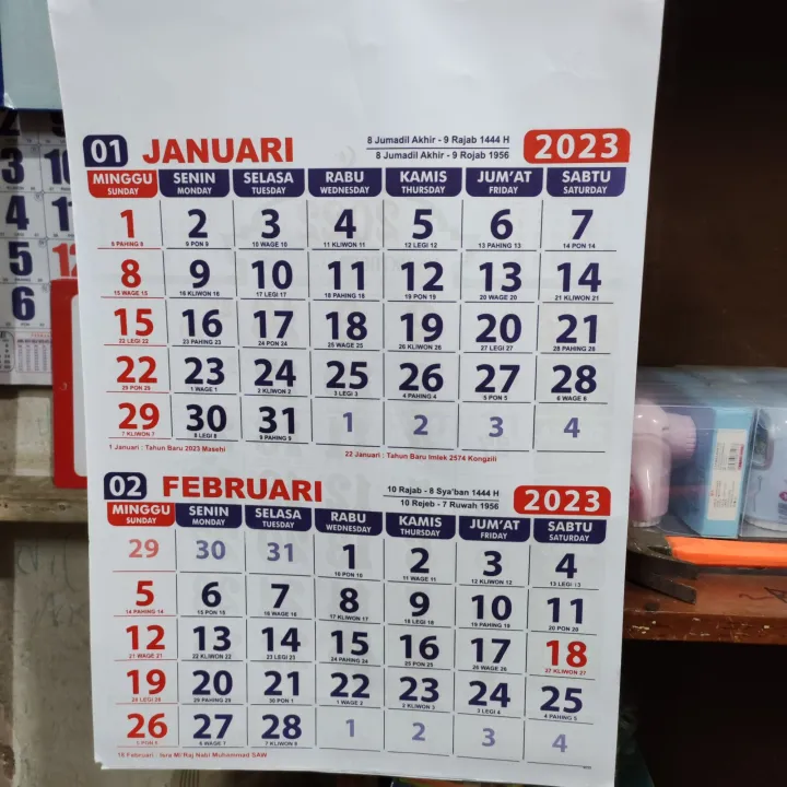 kalender kerja 6 lembar, (daur ulang) angka lebih jelas dan terang ...