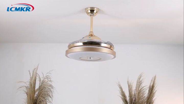 LCMKR ทอง ไฟพัดลม พัดลมเพดานมีไฟ LED เหมาะสำหรับห้องนั่งเล่น ห้องนอน ห้องรับประทานอาหาร เปลี่ยน ...