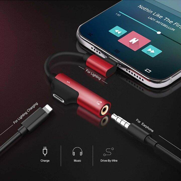 Splitter Adapter 2in1 Lightning To Headphone Jack 3.5mm Adapter Dual ...