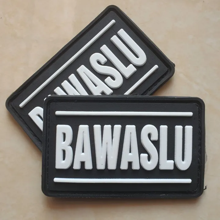 patch rubber logo tulisan bawaslu dasar hitam - badan pengawas pemilihan umum - pemilu ...