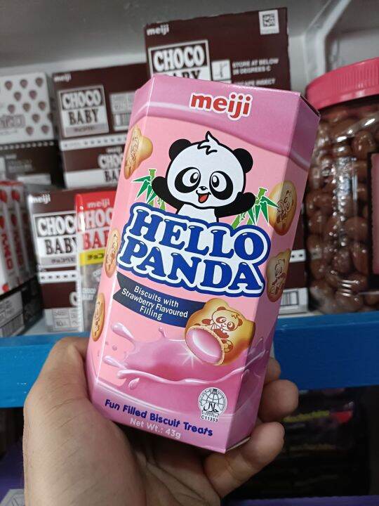 Meiji hello panda strawberry 43g/Biscuits with strawberry flavoured ...