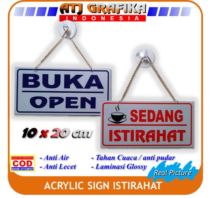 Acrylic sign sedang istirahat papan informasi petunjuk pintu toko ...